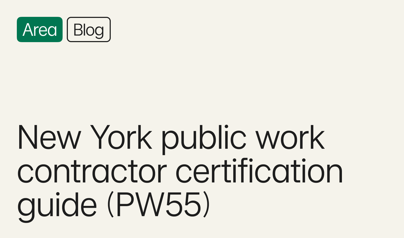 New York public work contractor certification (PW55) guide — Area
